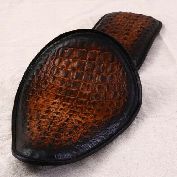 Seat Solo P-Pad Chopper Harley Sportster Bobble Antique Brown Alligato ...